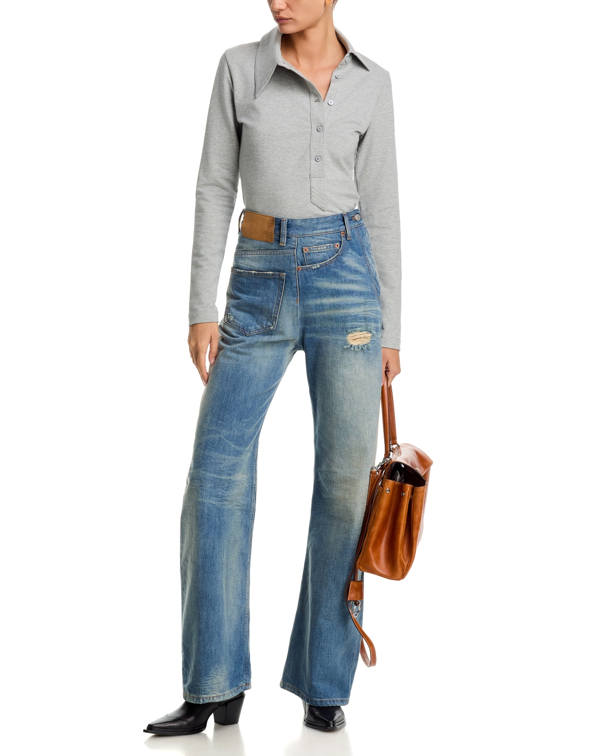 MAISON MARGIELA MM6 Maison Margiela Distressed Wide-Leg Jeans